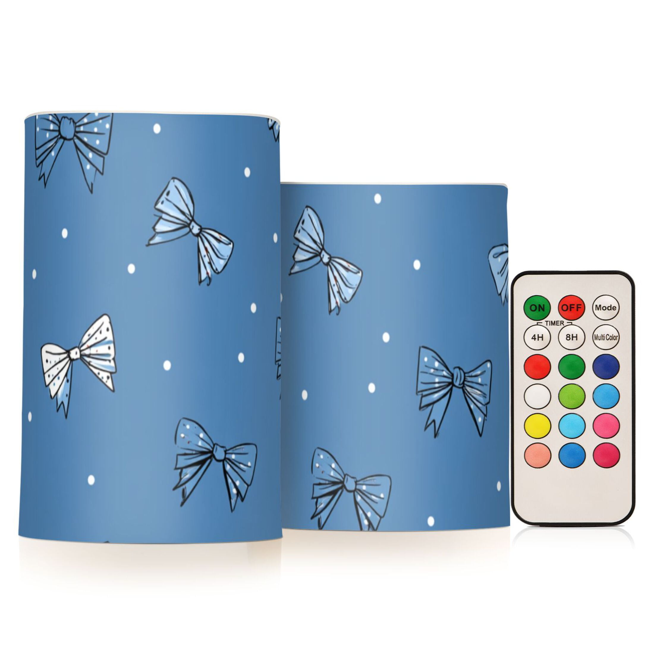 Blue Bows White Dots Flickering Flameless Candles LED Tealight Battery ...