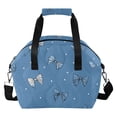 Blue Bows White Dots Insulated Lunch Bag Reusable Quilted Lunch Box ...