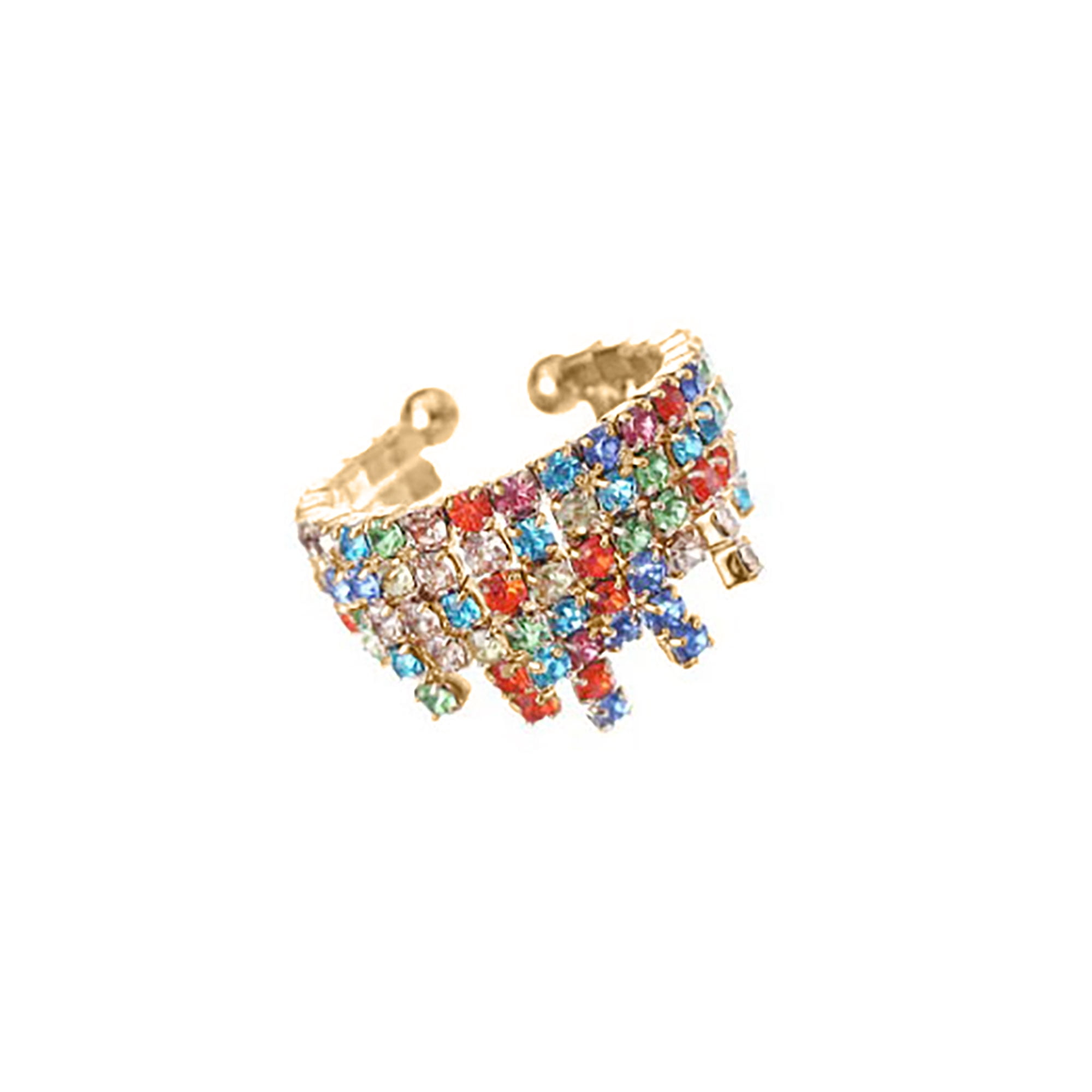 Blue Box Boutique Inc Gold Crystal Rainbow Waterfall Adjustable Ring ...