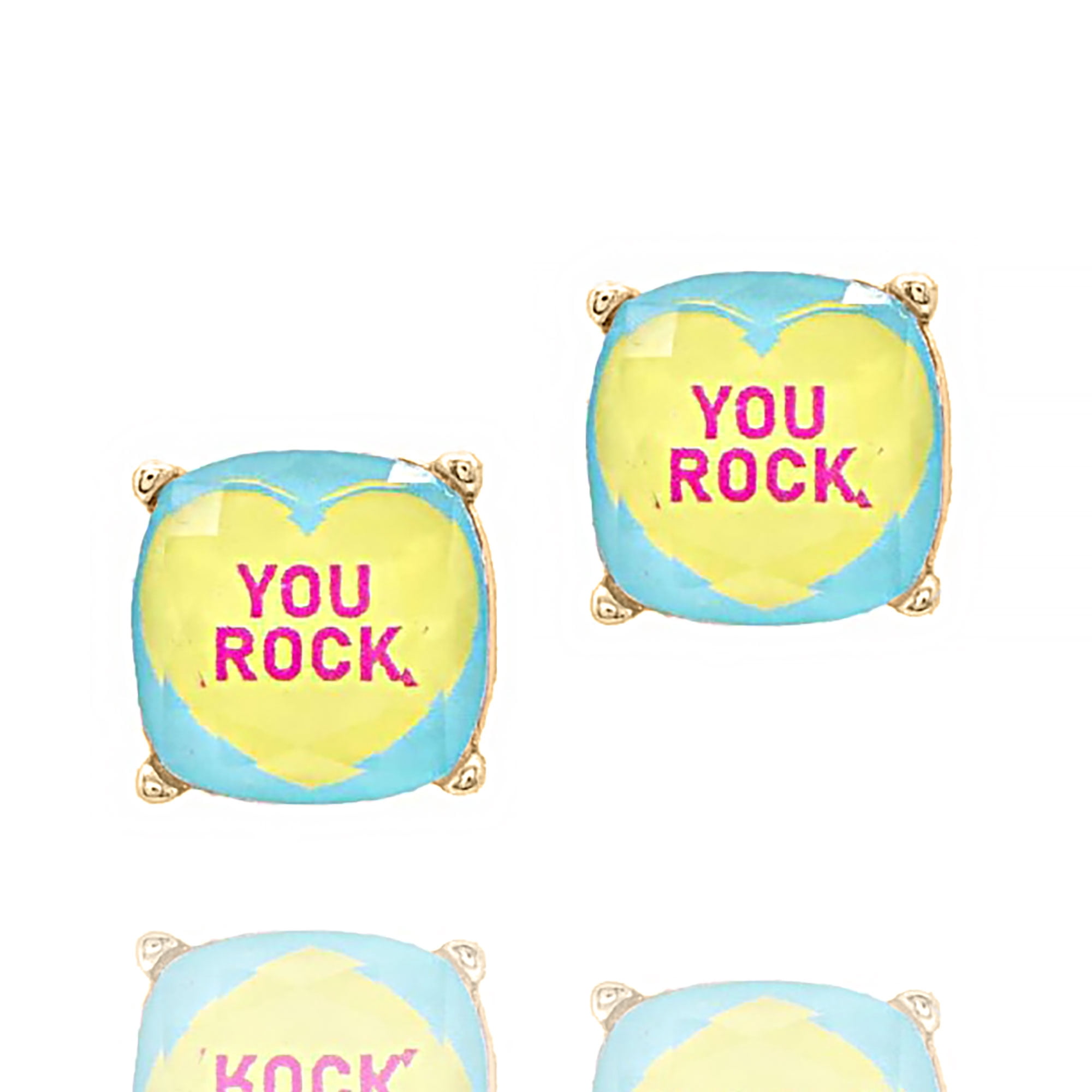 Blue Box Boutique Inc "You Rock" Heart Candy Stud Earrings for Women ...
