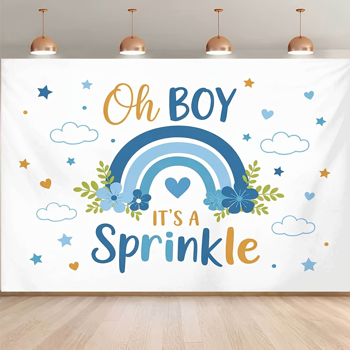 Blue Boys Baby Shower Backdrop Oh Boy It's a Sprinkle Photography ...