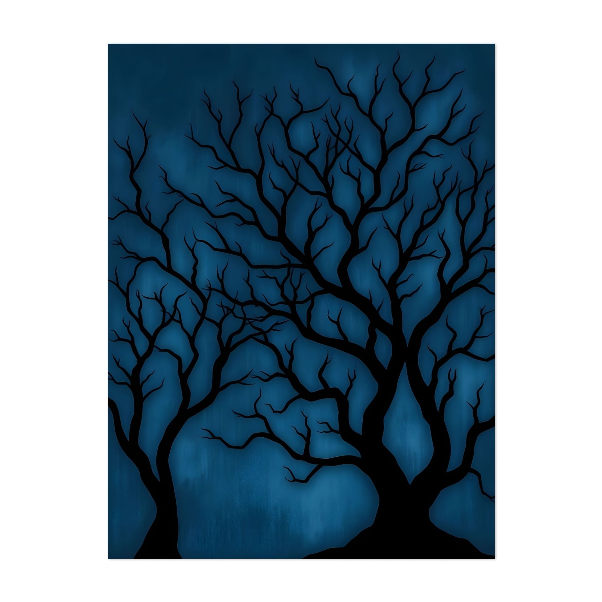 Blue Brain Haunted Tree - Painting Silhouette Gothic Moody Night Sky ...