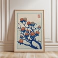 Blue Branch Peonies Japanese Floral Red Beige Tones Home Wall Art ...
