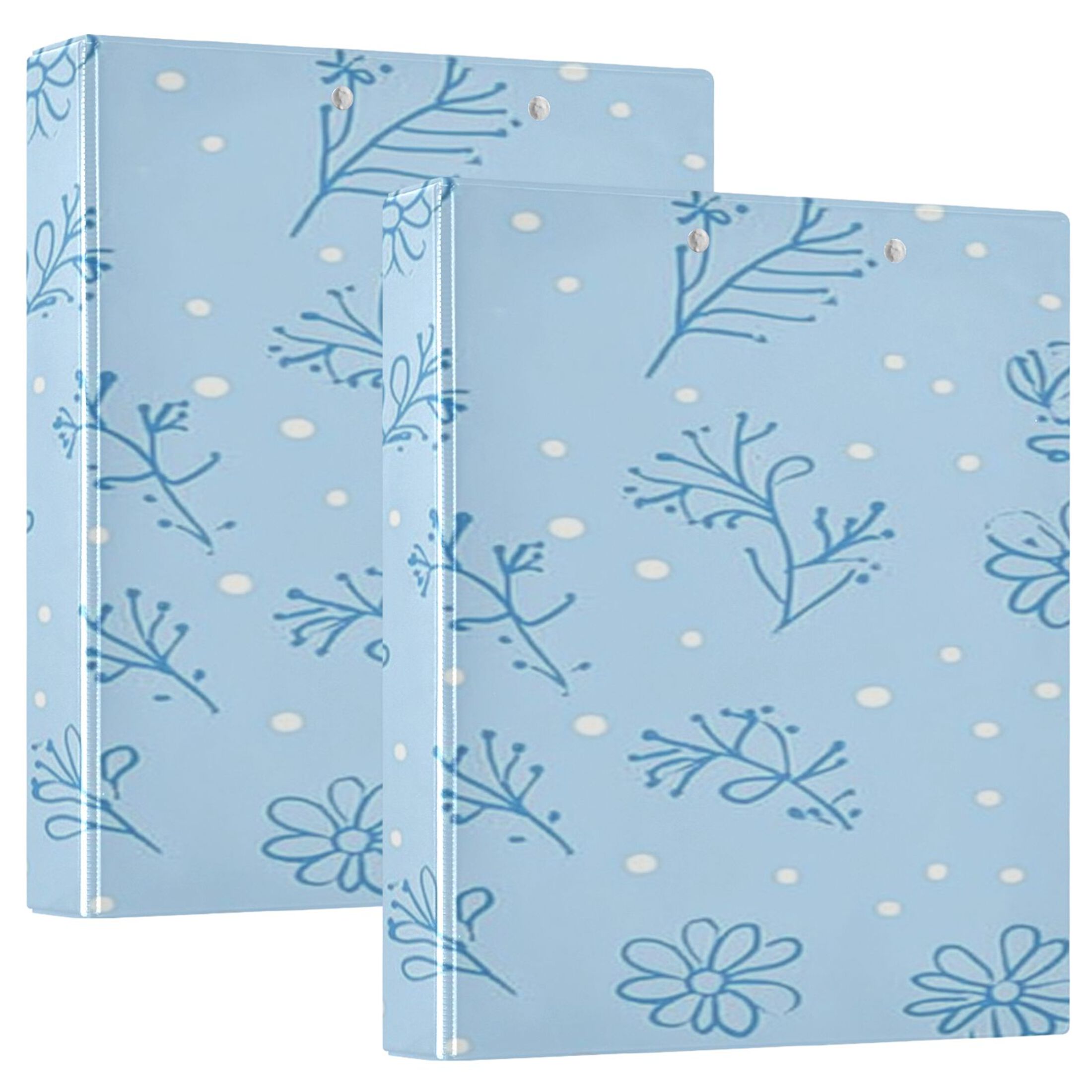 Blue Branch and White Dots 3 Ring Hardcover Binders 1.5in Round Rings ...