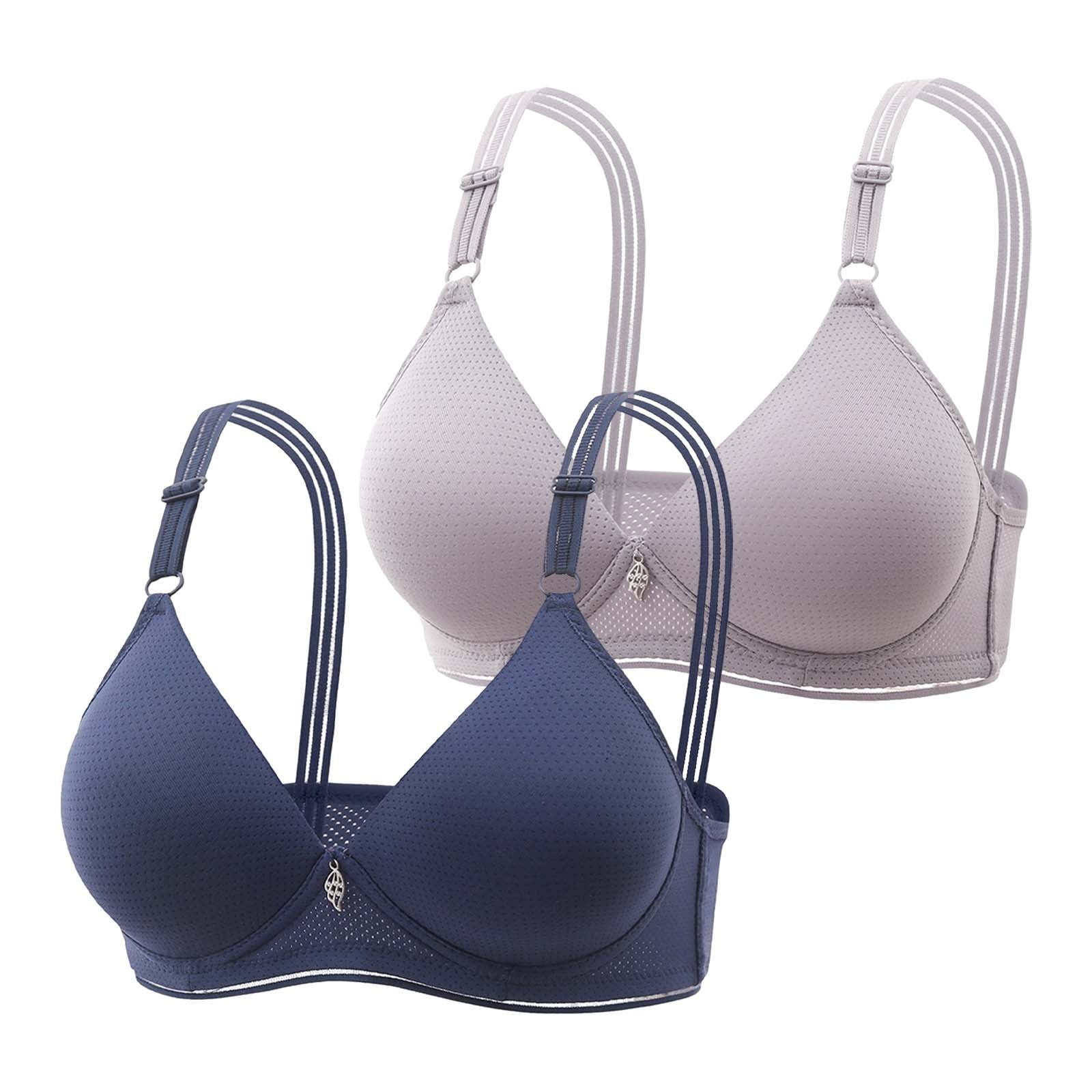 Blue Bras for Women No Underwire Women Lace Back Button Shaping Cup ...