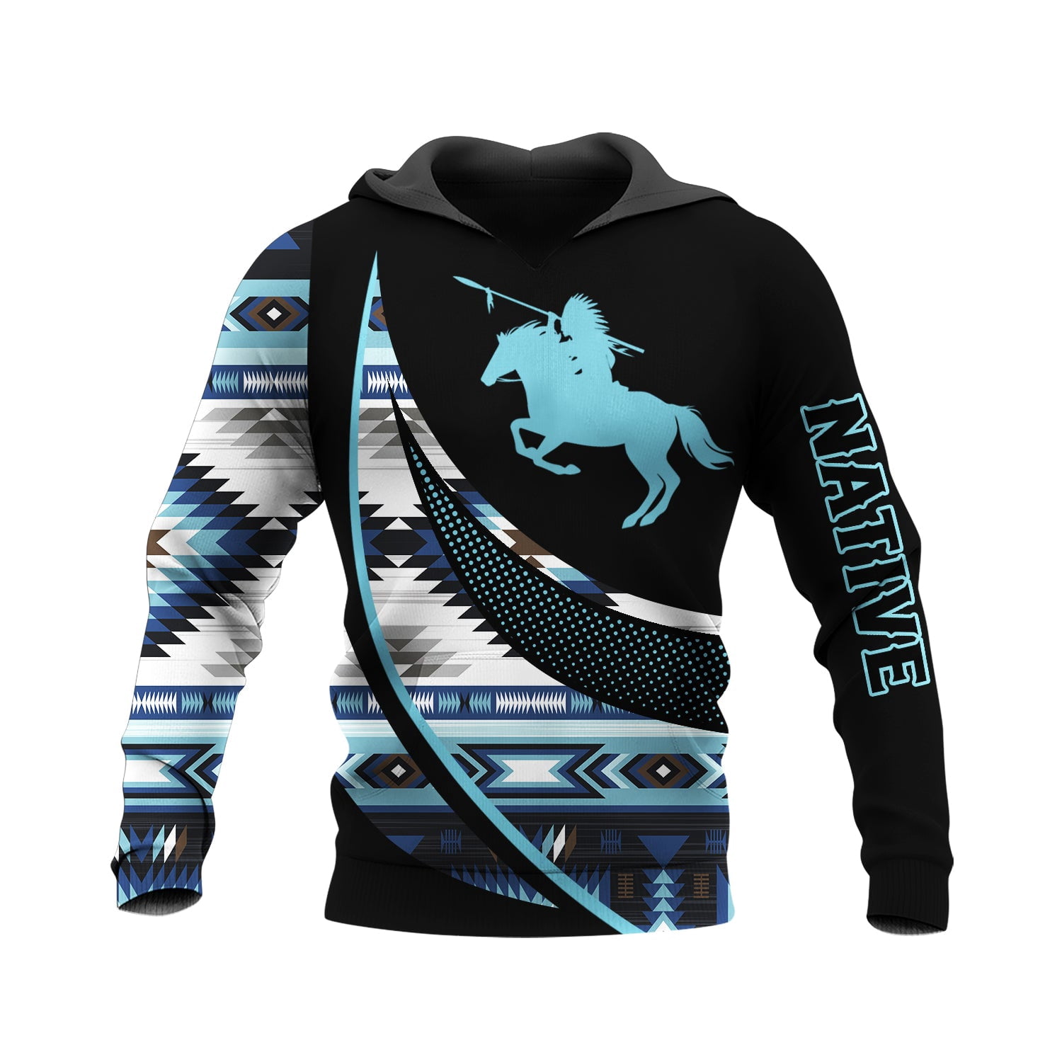 Blue Brave Warrior Native American Pride 3D Hoodie - Walmart.com