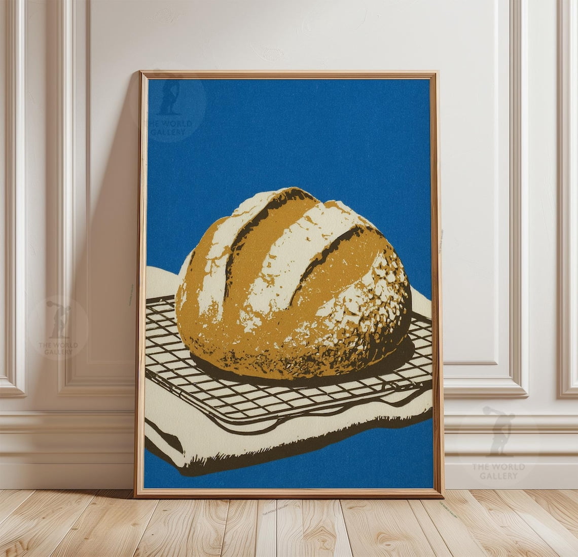 Blue Bread Poster Sourdough Kitchen Wall Art Retro Paper Wall Decor ...