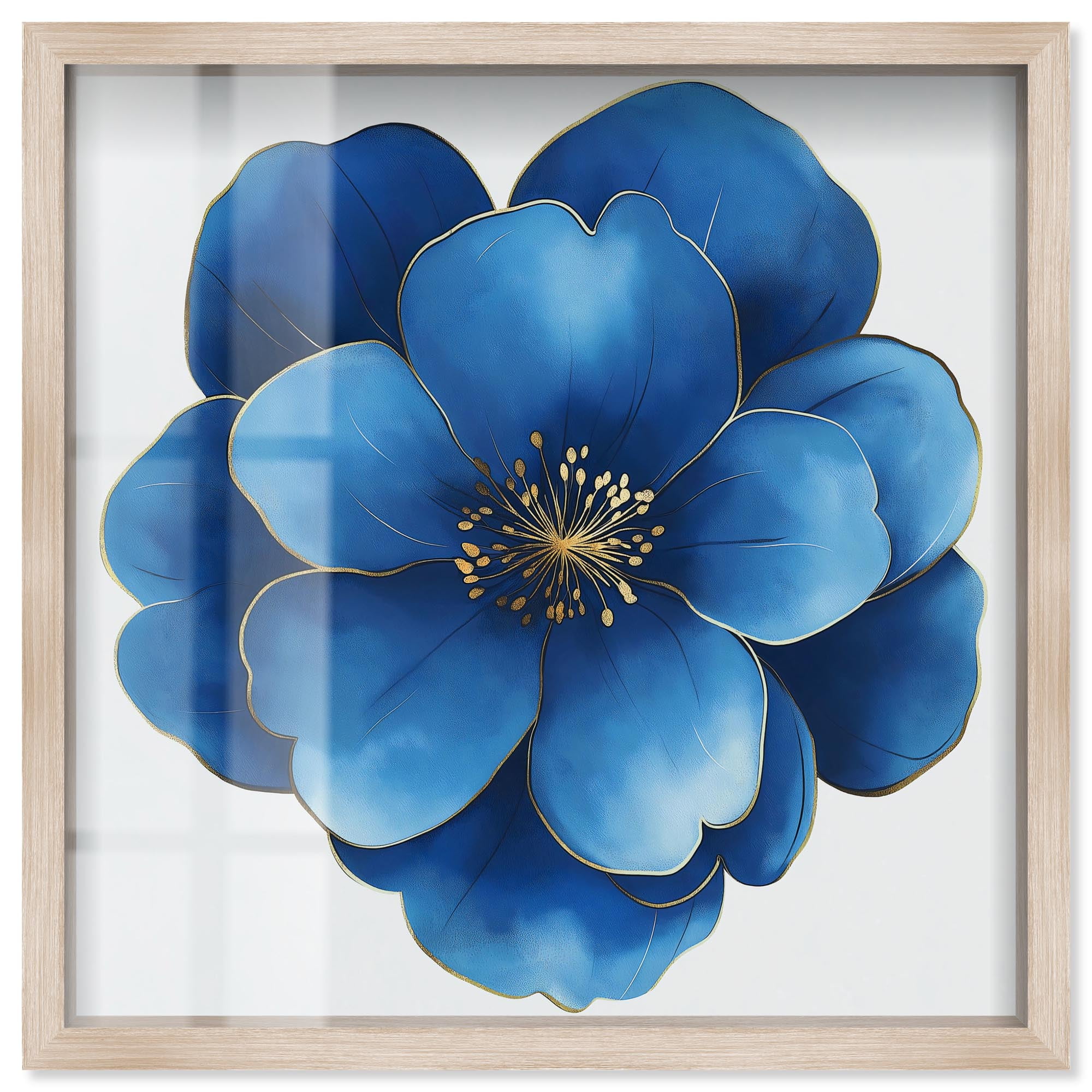 Blue Brilliance I Shadowbox Print Floral Wall Decor by Art Remedy ...