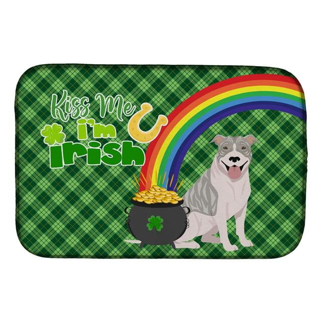 Blue Brindle Pit Bull Terrier St. Patricks Day Dish Drying Mat ...