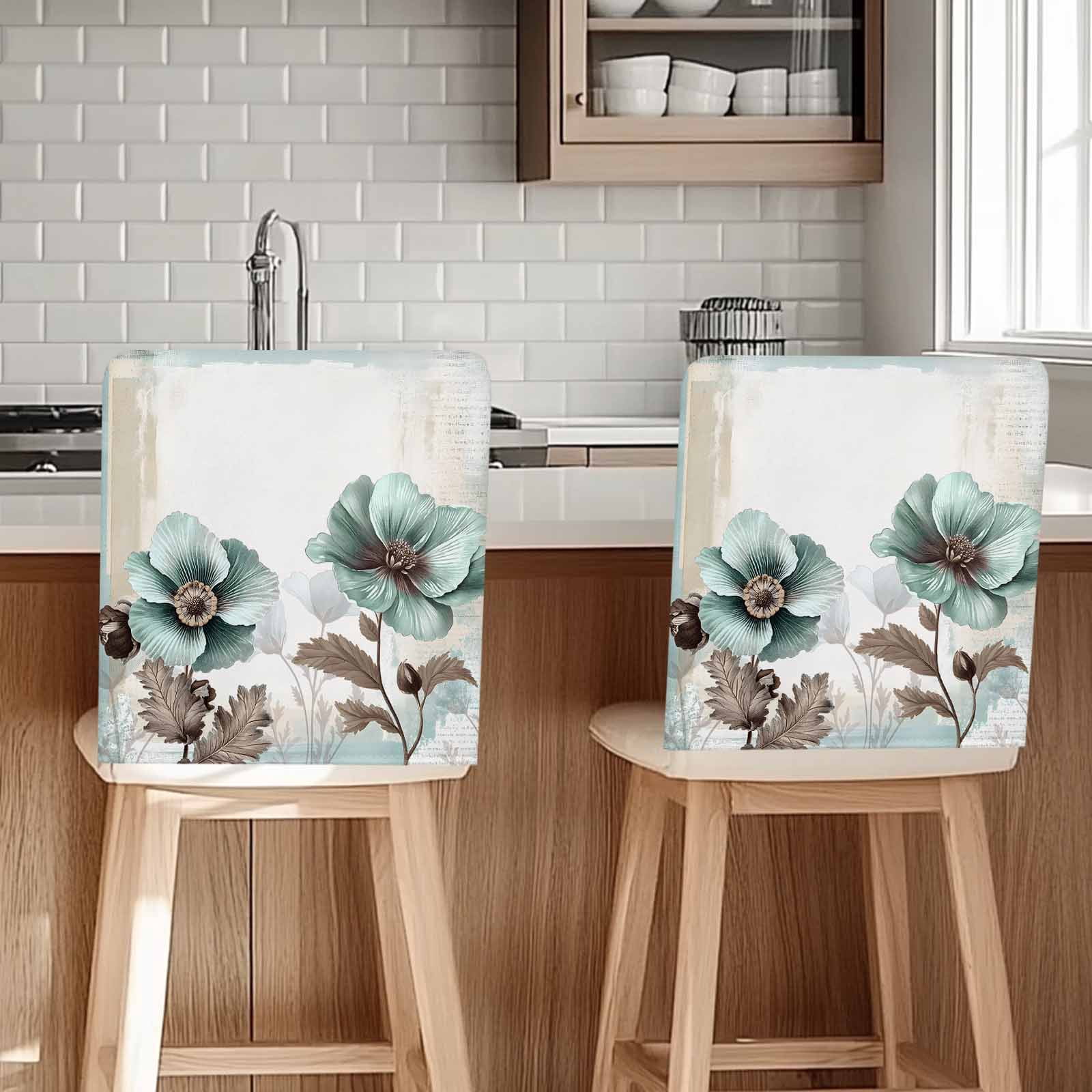 Blue Broccoli Chair Covers Set of 8 Vintage Victorian Style Flowers ...