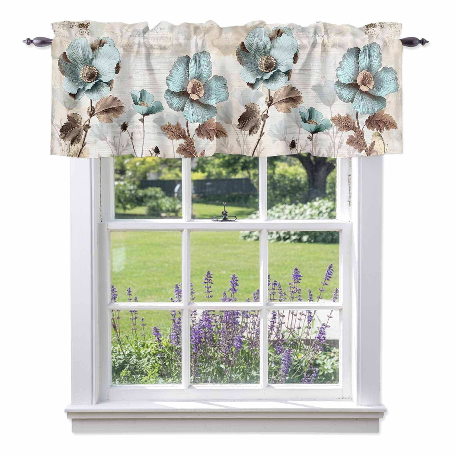 Blue Broccoli Valances for Windows, Vintage Flower Victorian Style ...