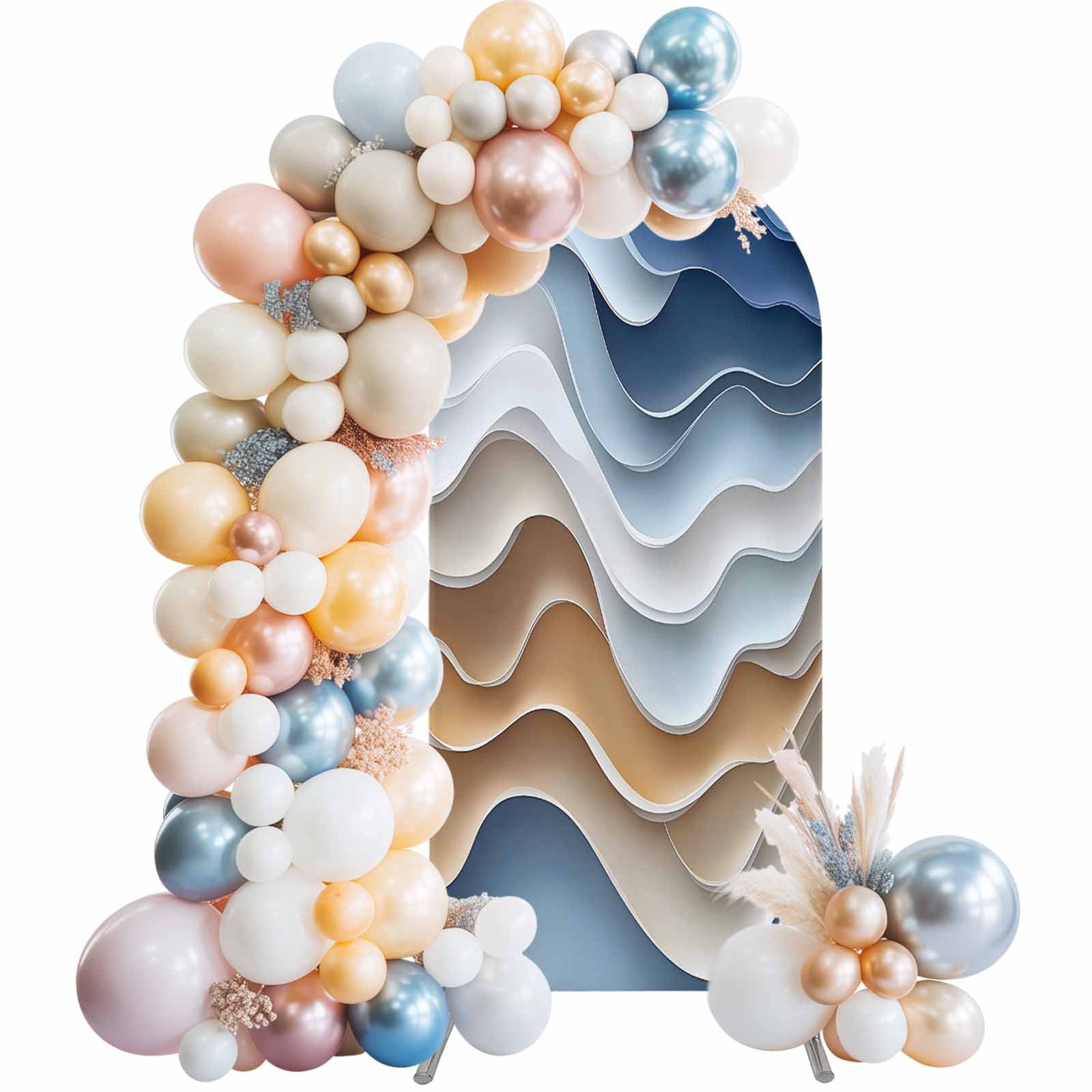 Blue Brown Arch Backdrop Cover 4x1.65 Ft, Spandex Wedding Arch Stand ...