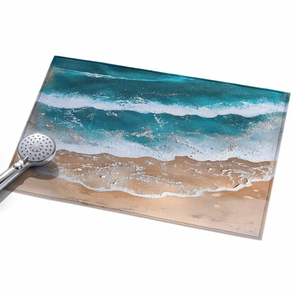 Blue Brown Area Rugs 2x3ft Sea Wave Beach Abstract Coastal Ocean ...