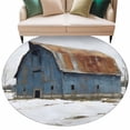 Blue Brown Barn Round Rug 7ft Washable Circle Rugs Non Slip Winter ...
