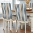 Blue Brown Beige Chair Back Covers, Boho Farmhouse Abstract Stripes Art ...