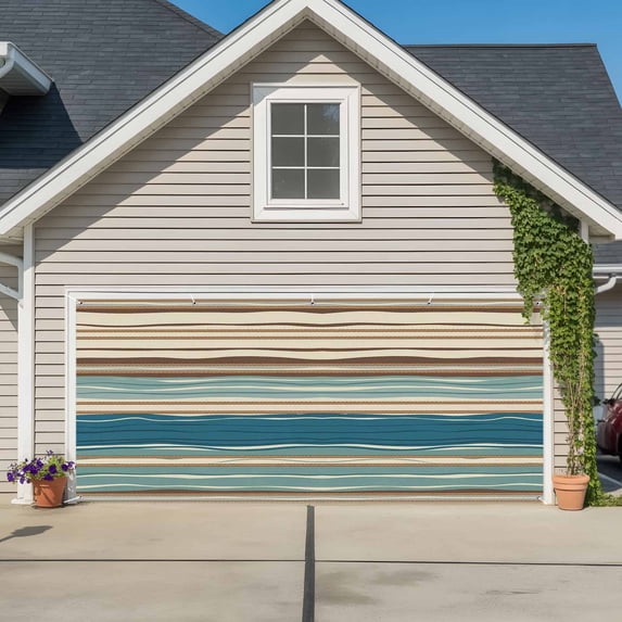 Blue Brown Beige Garage Door Cover Banner 7 x 16 FT,Boho Farmhouse ...