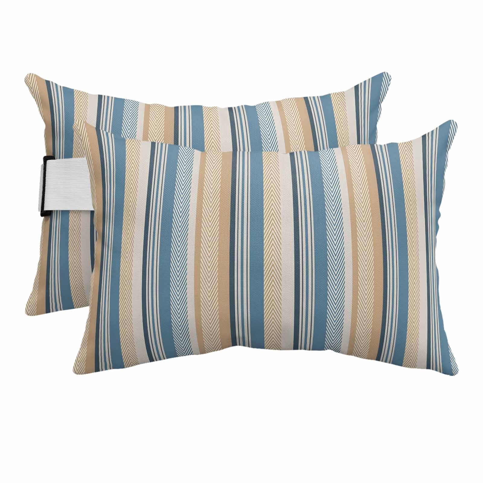Blue Brown Beige Outdoor Pillows for Chaise Lounge Chair Beach Headrest ...