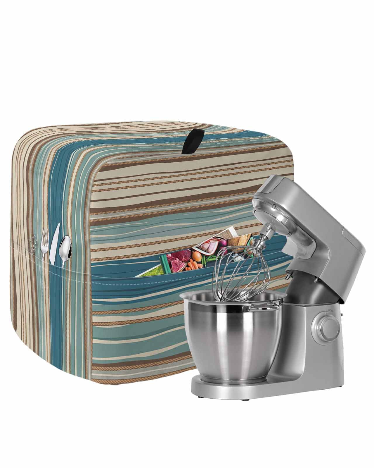 Blue Brown Beige Stand Mixer Dust Cover with Storage Pocket & Handles ...
