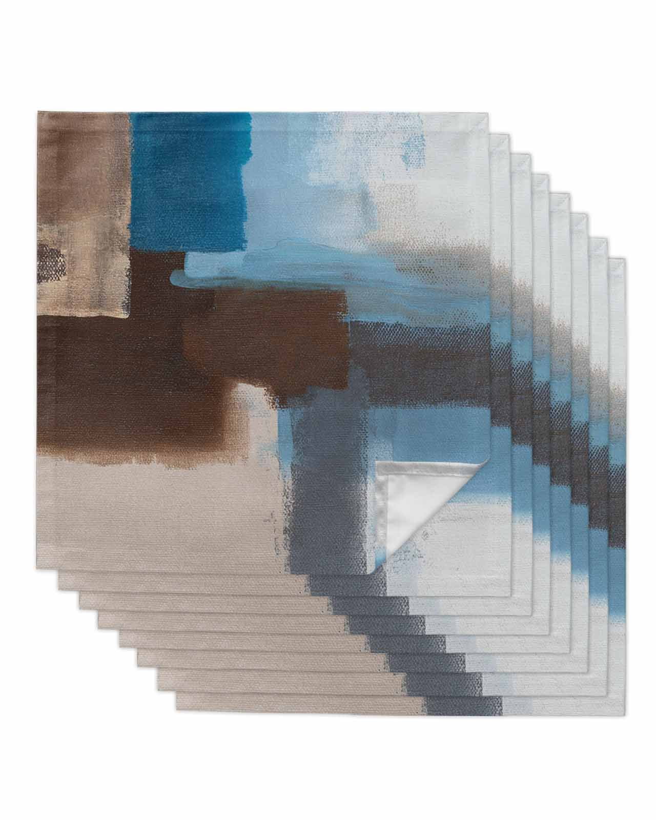 Blue Brown Cloth Napkins Set of 8 Reusable Dinner Napkins, Ombre ...