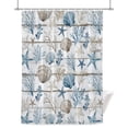 Blue Brown Coastal Shower Curtains for Bathroom, Summer Coral Starfish ...
