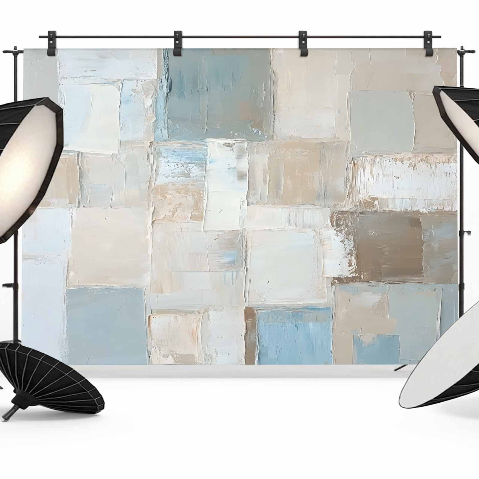 Blue Brown Color Blocks Backdrop for Photography,Fabric Photo ...