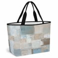 Blue Brown Color Blocks Beach Bag for Women, Large Breathable Mesh ...