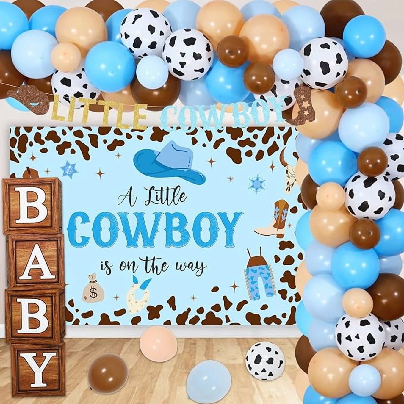 Blue Brown Cowboy Baby Shower Decorations for Boy, Western Cowboy ...
