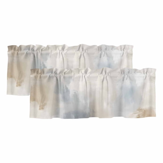 Blue Brown Curtain Valances for Windows, Kitchen Valance Window ...