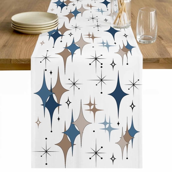 Blue Brown Diamond Table Runner 36 Inches Long Farmhouse Dress Scarves ...