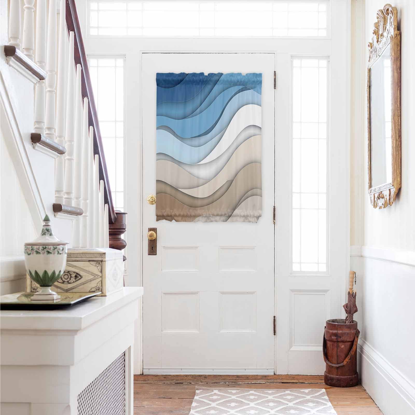 Blue Brown Door Curtains for Door Window, French Sidelight Front Back ...