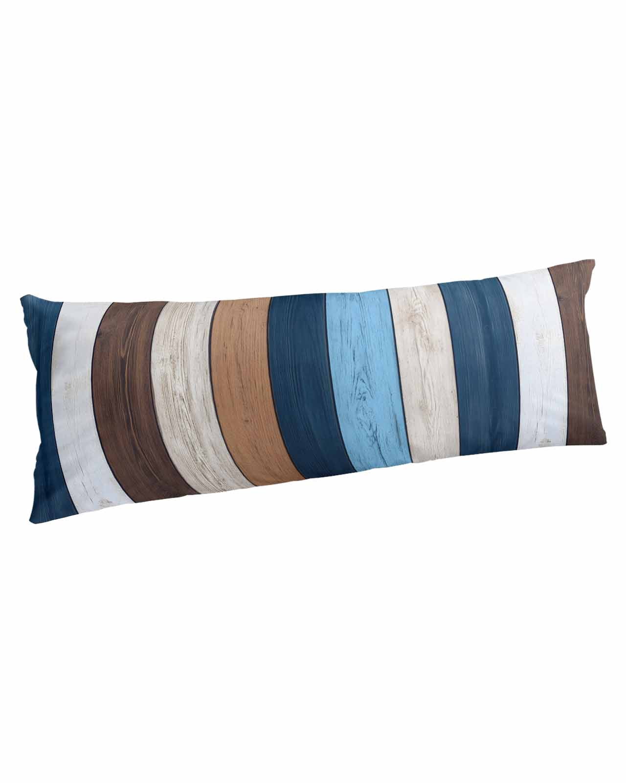 Blue Brown Farmhouse Body Pillow Covers, Vintage Retro Wooden Soft Bed ...
