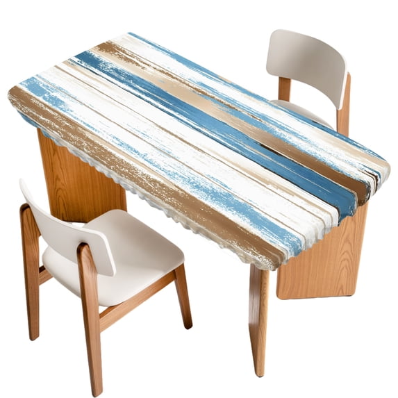 Blue Brown Fitted Rectangle Tablecloth 24" x 36" Wood Grain Oil ...
