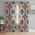 Blue Brown Flowers Sheer Curtains for Living Room Bedroom Farmhouse ...