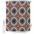 Blue Brown Flowers Shower Curtain Set - Standard 72" x 72" Washable ...