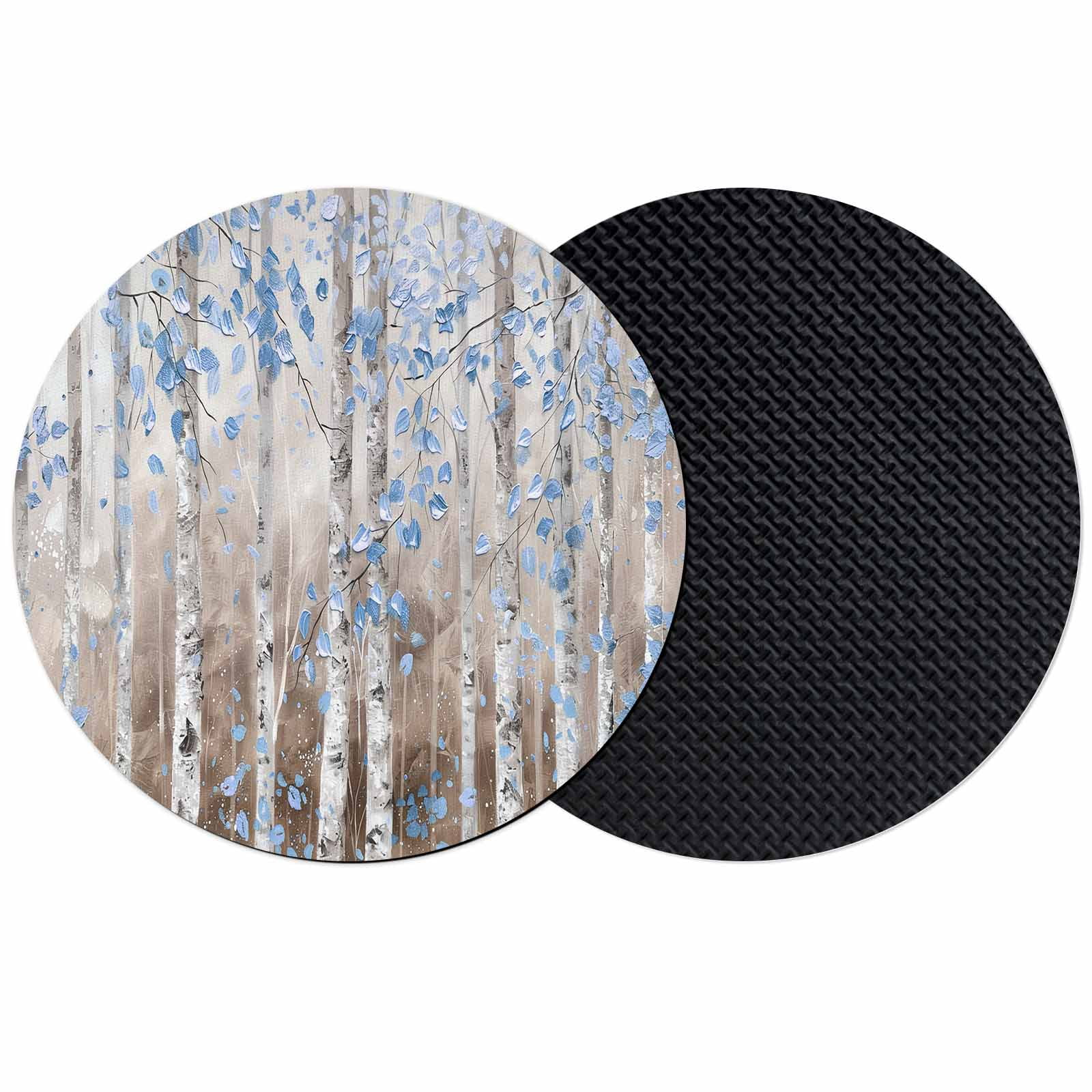 Blue Brown Forest Coasters Set of 2, Modern Oil Painting Art Absorbent ...