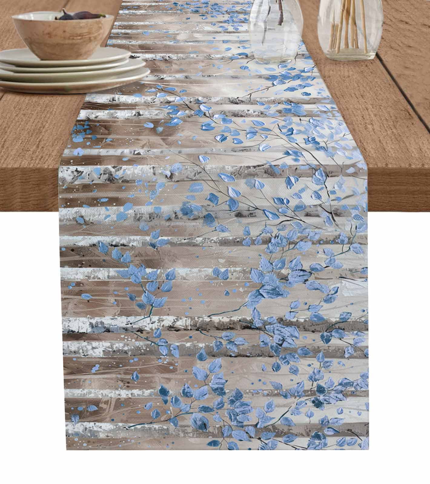 Blue Brown Forest Table Runner Modern Oil Painting Art Tablerunners 13 ...