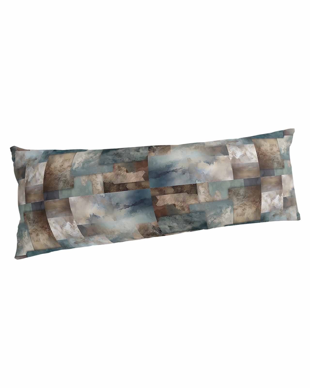 Blue Brown Geometric Body Pillow Covers, Modern Ombre Abstract Art Soft ...