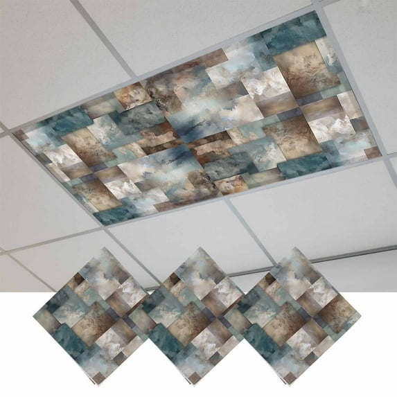 Blue Brown Geometric Fluorescent Light Covers, Modern Ombre Abstract ...