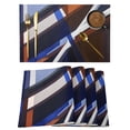 Blue Brown Geometric Placemats Set of 6 Modern Abstract Art Lines Place ...
