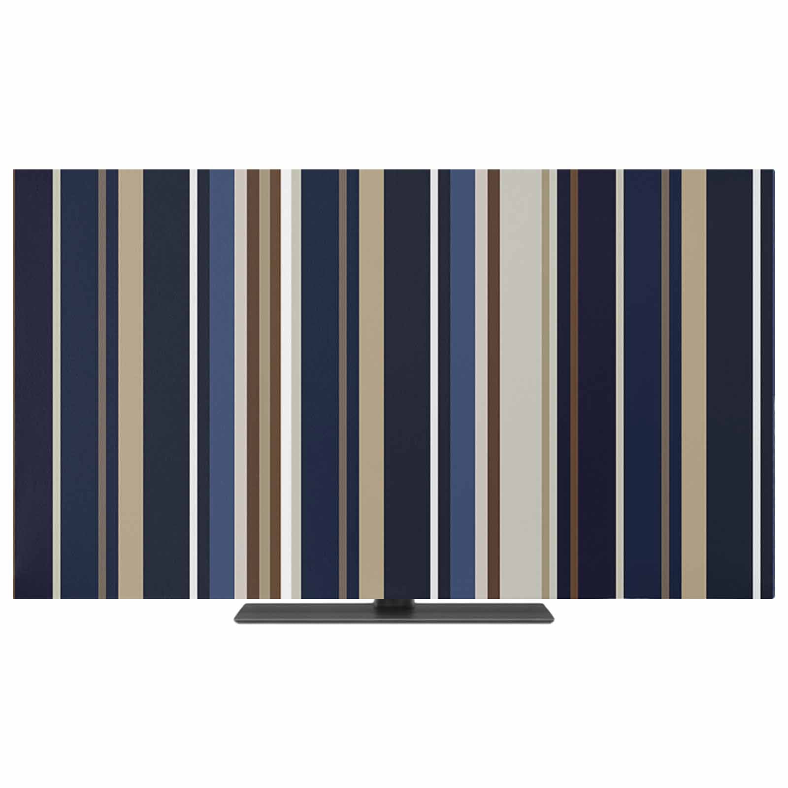 Blue and Brown Geometric Stripe Pattern TV Dust Cover, Stretchable TV ...