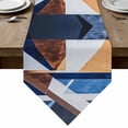 Blue Brown Geometric Table Runner Linen Burlap Table Runner 72 Inches ...