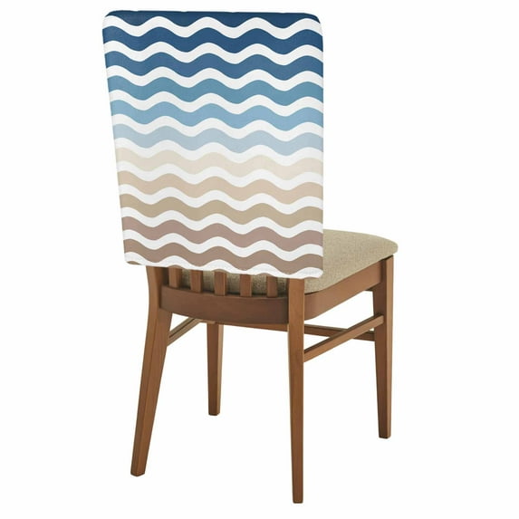 Blue Brown Gradient Chair Back Covers Set of 1, Water Ripple Stretch ...