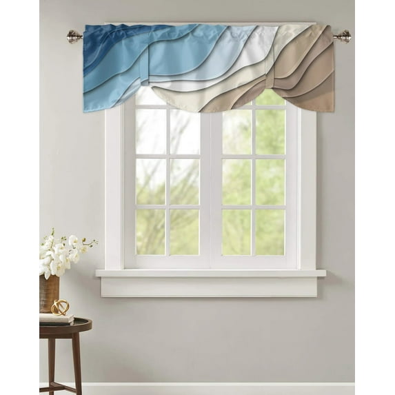 Blue Brown Gradient Geometric Abstract Curtain Rod Pocket Short ...