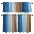 Blue Brown Kitchen Curtains Set for Windows, Gradient Wood Grain ...