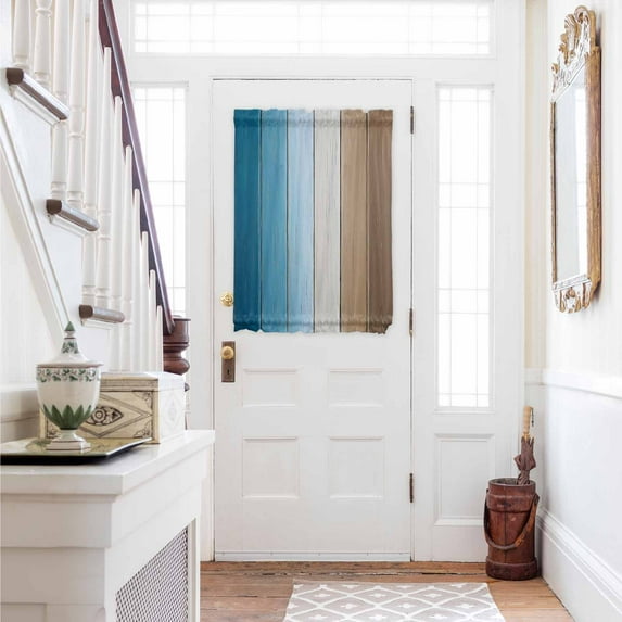 Blue Brown Ombre Door Curtains for Door Window, French Sidelight Front ...