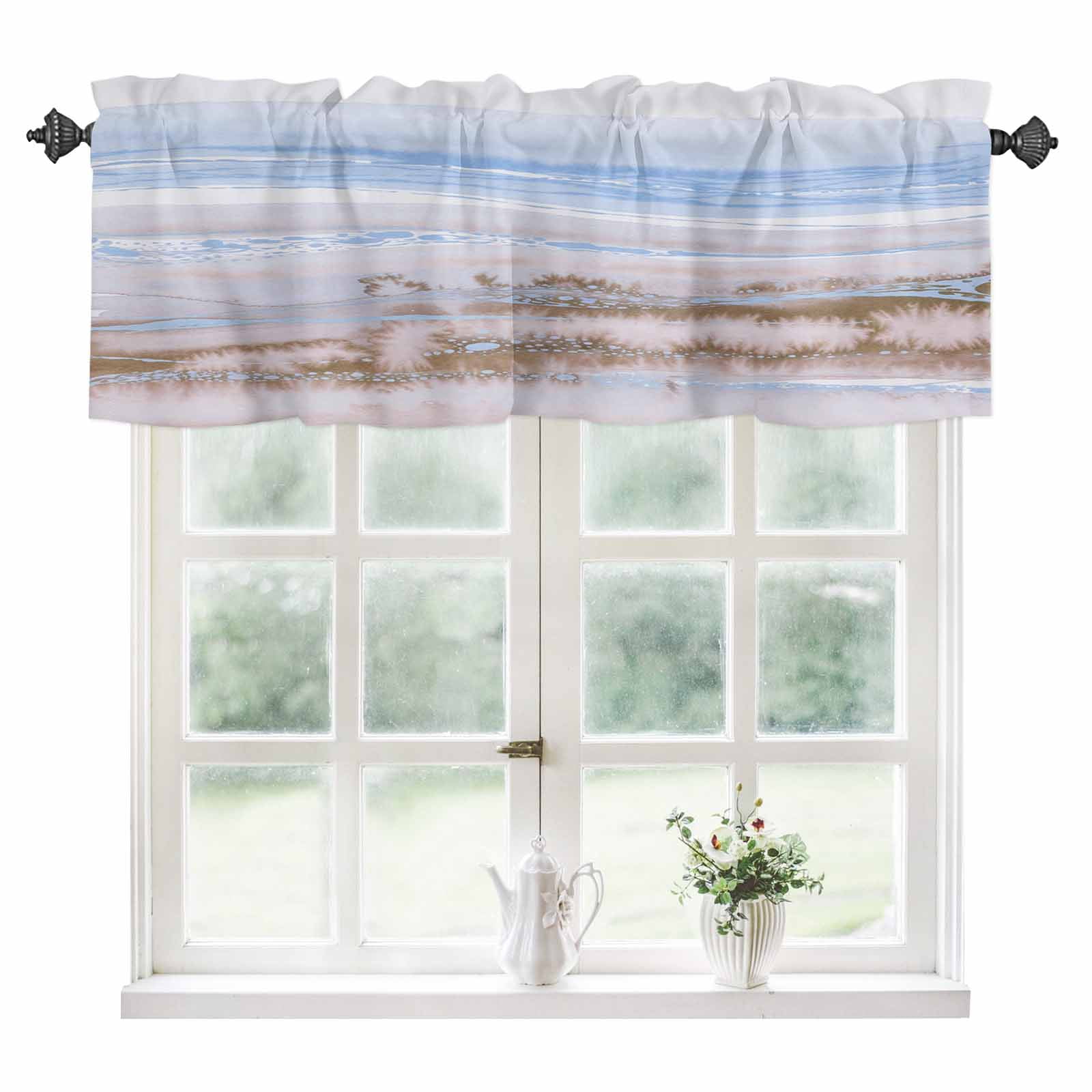 Blue Brown Ombre Kitchen Valances for Windows 42x12 Inch Kitchen ...