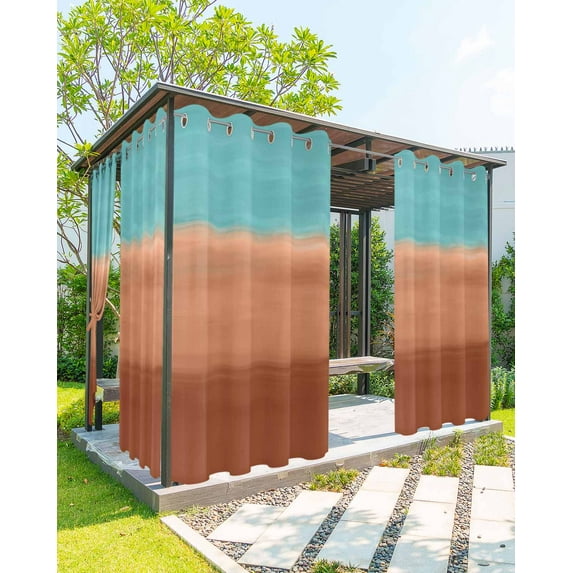 Blue Brown Ombre Outdoor Curtains for Patio, Modern Abstract Privacy ...