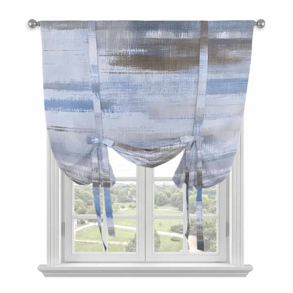 Blue Brown Ombre Tie Up Curtains for Window, Thermal Insulated Balloon ...