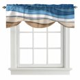 Blue Brown Ombre Tie Up Valance Curtains Blue Gradient Adjustable Light ...