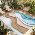 Blue Brown Outdoor Rug, Abstract Ocean Wave Modern Gradient Geometric ...
